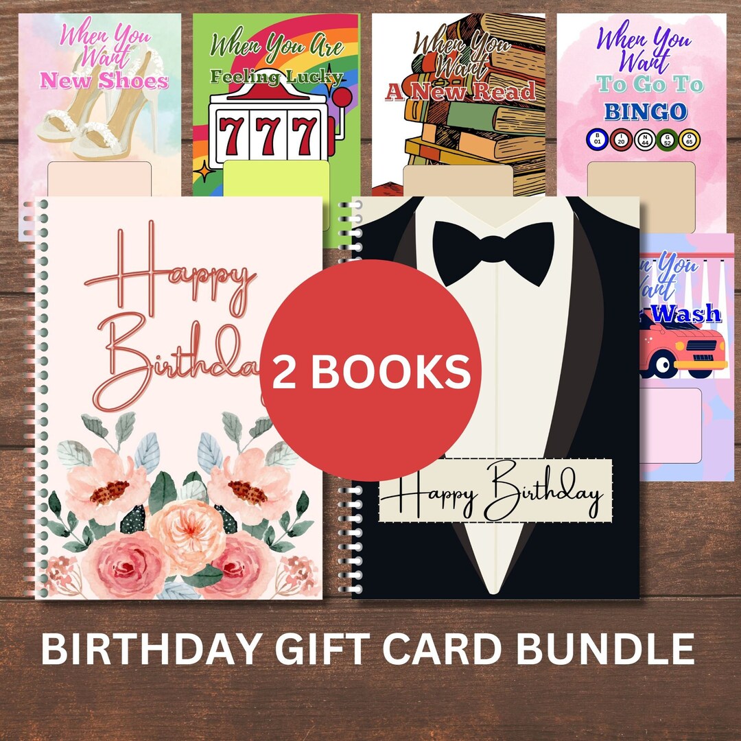 Birthday Gift Card Book , Birthday Care Package, Printable Birthday ...