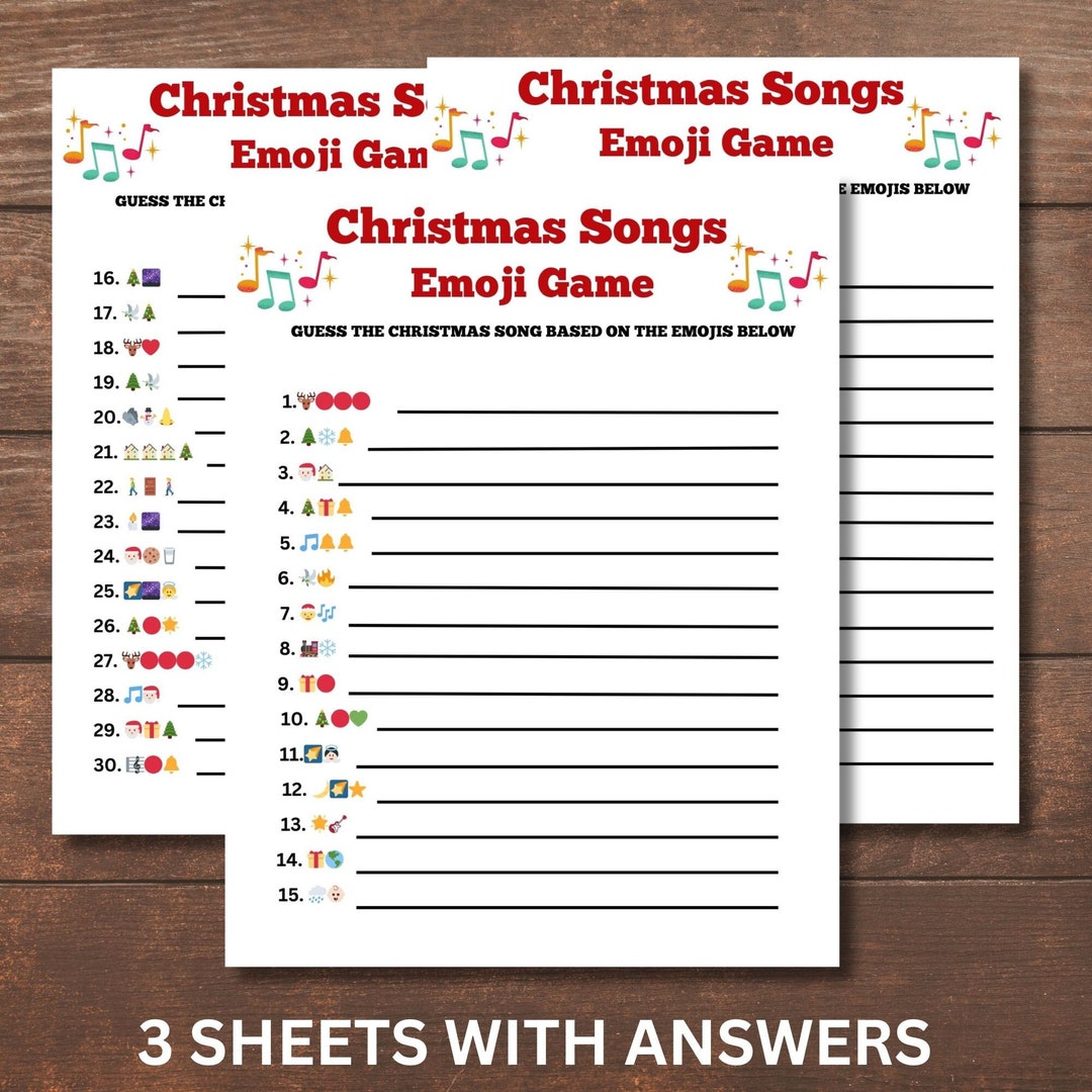 Christmas Songs Emoji Pictionary Game: Holiday Party (digital Download ...