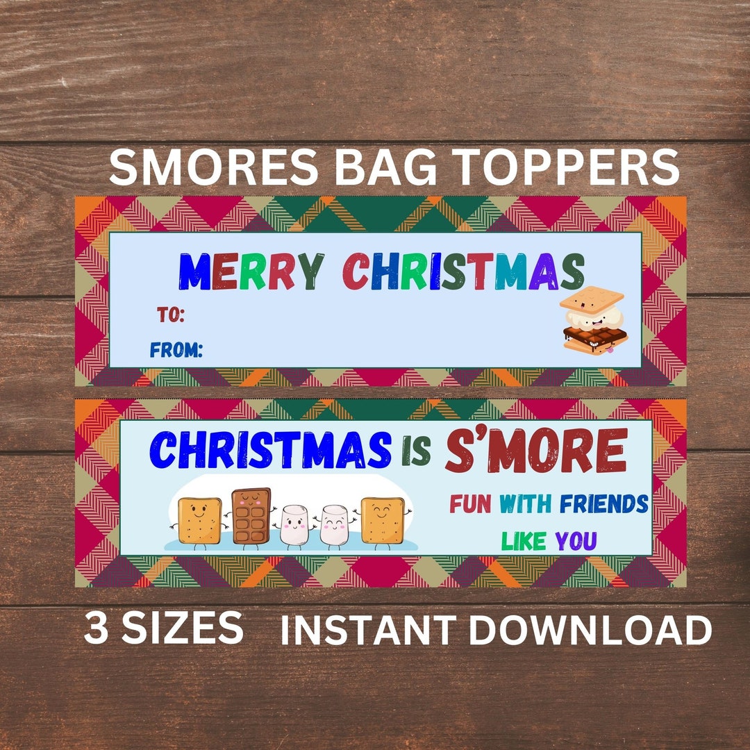 Christmas Smores Bag Topper, Christmas Tag Topper, Christmas Favor Tag ...