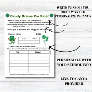 Editable St Patricks Day Candy Gram Printable, Lollipop Candy Gram for ...