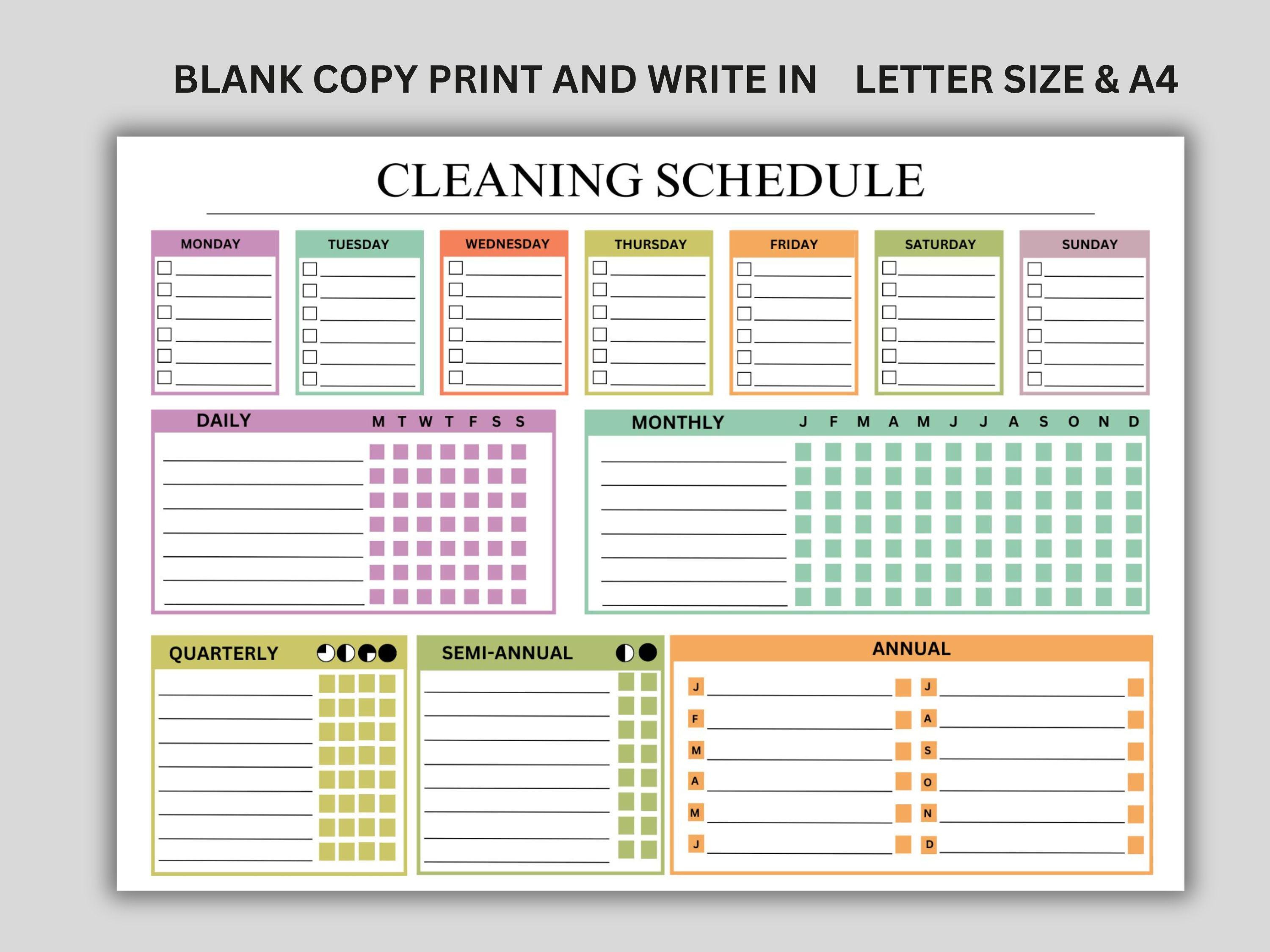 Cleaning Schedule , ADHD Printable Cleaning Checklist, Editable Chore ...