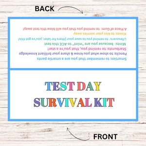 Test Day Snack Tag Survival Kit Bag Topper, Test Day Treat Bag Topper ...