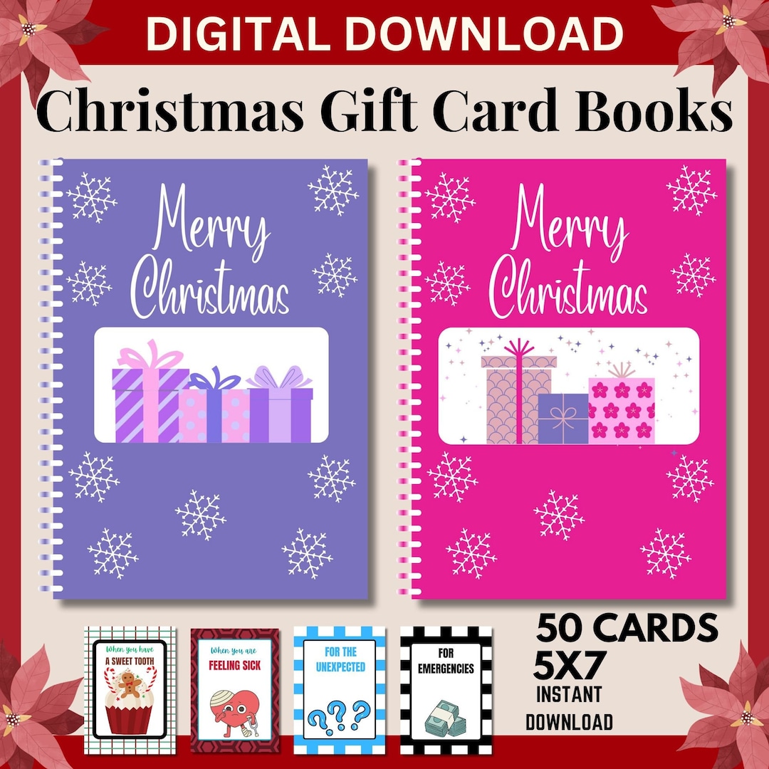 Christmas Gift Card Book Printable, Christmas Gift for Kids, Christmas ...