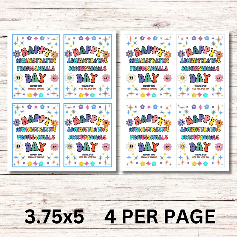 Admin Professional Appreciation Gift Tags: Printable Cards (PDF, JPEG ...