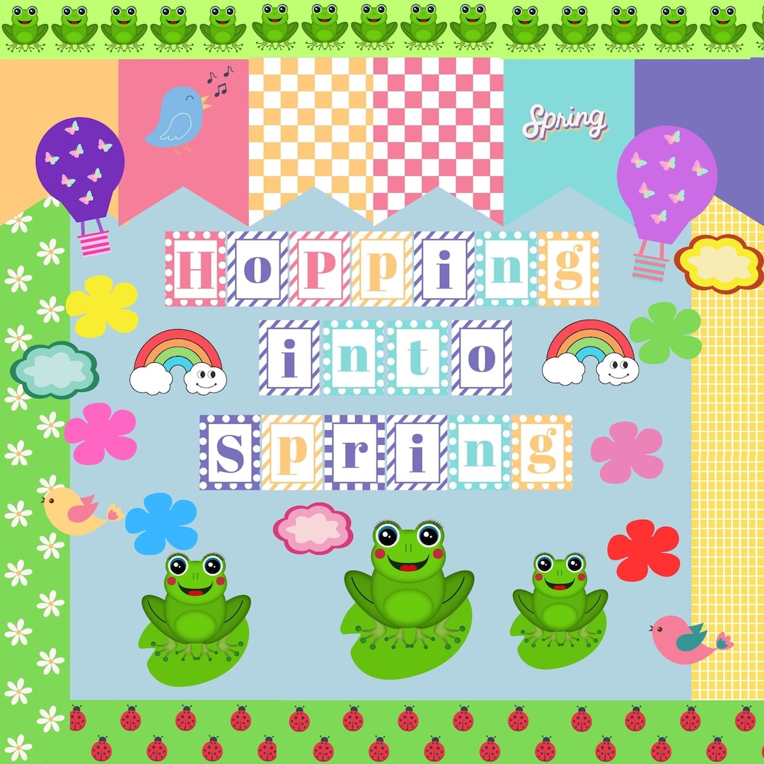 Spring Bulletin Board Kit Printable, April Bulletin Board, Spring ...