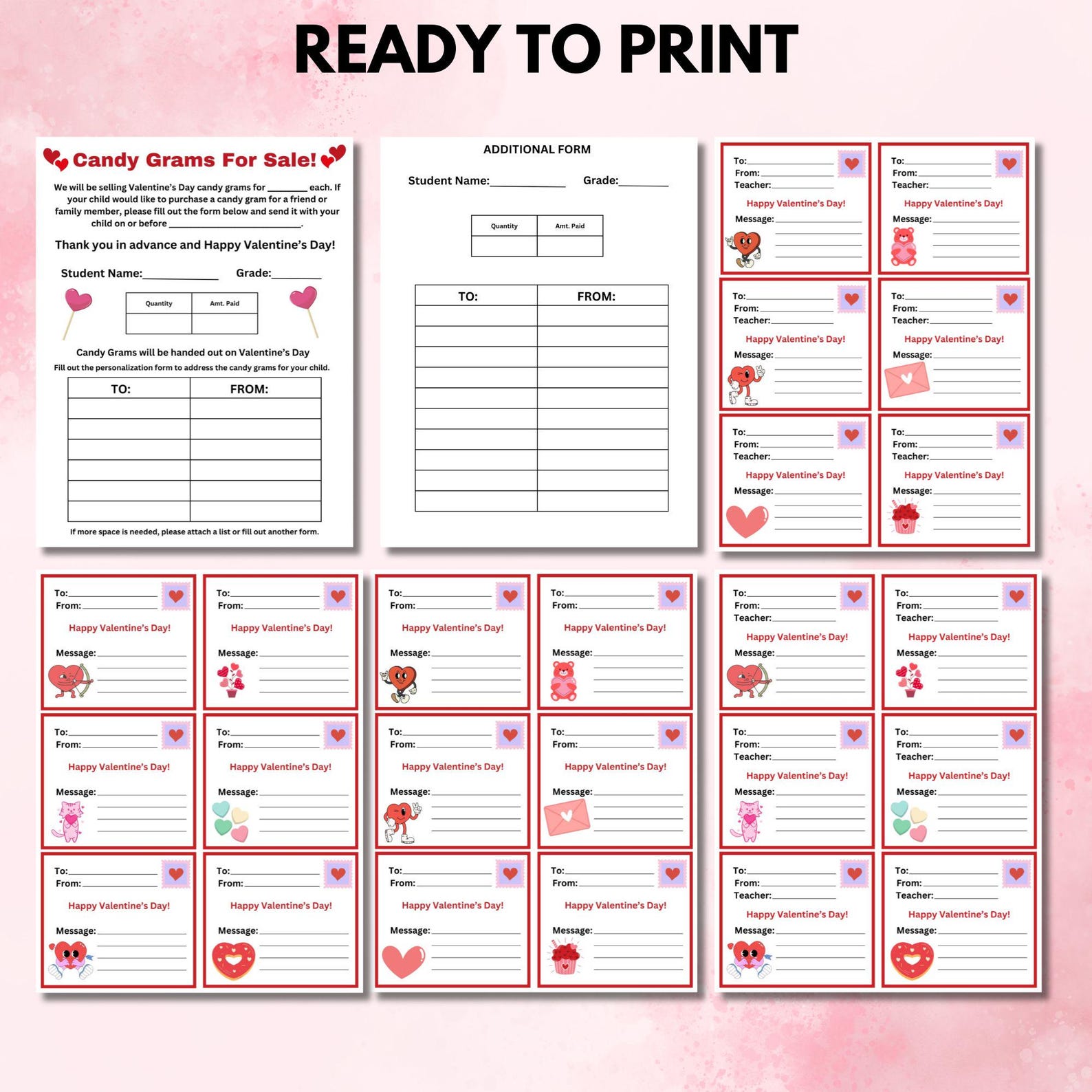 Editable Valentines Day Candy Gram Printable, Lollipop Candy Gram for ...