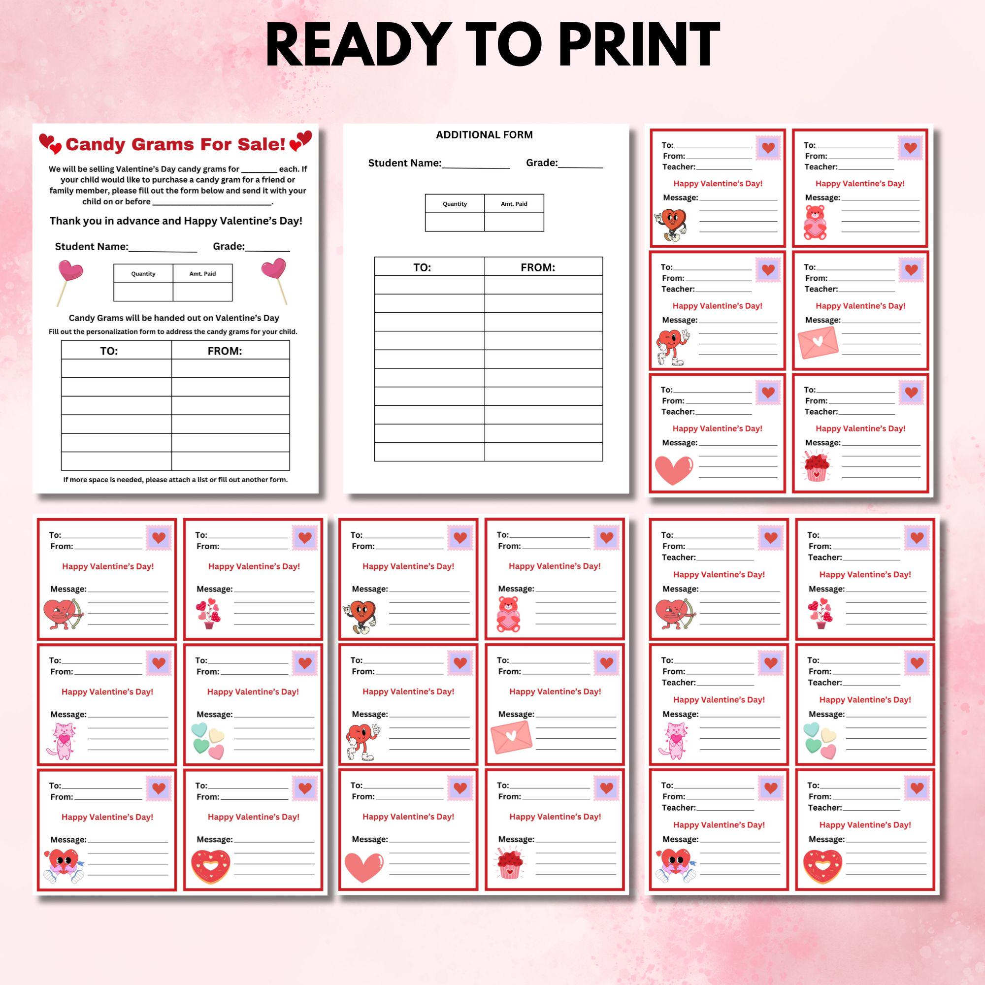 Editable Valentines Day Candy Gram Printable, Lollipop Candy Gram for ...