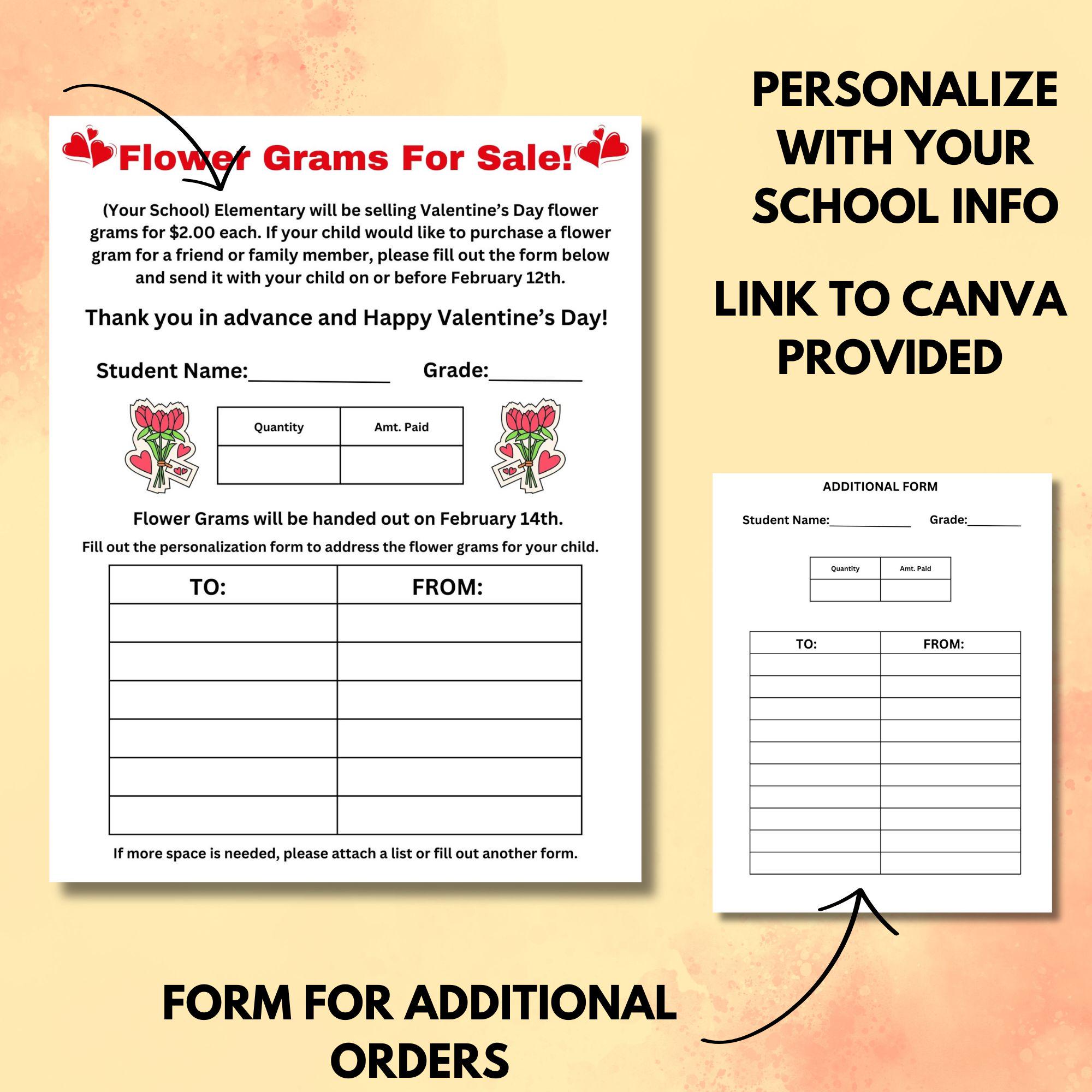 Editable Valentines Day Flower Gram Printable, Carnation Gram for ...