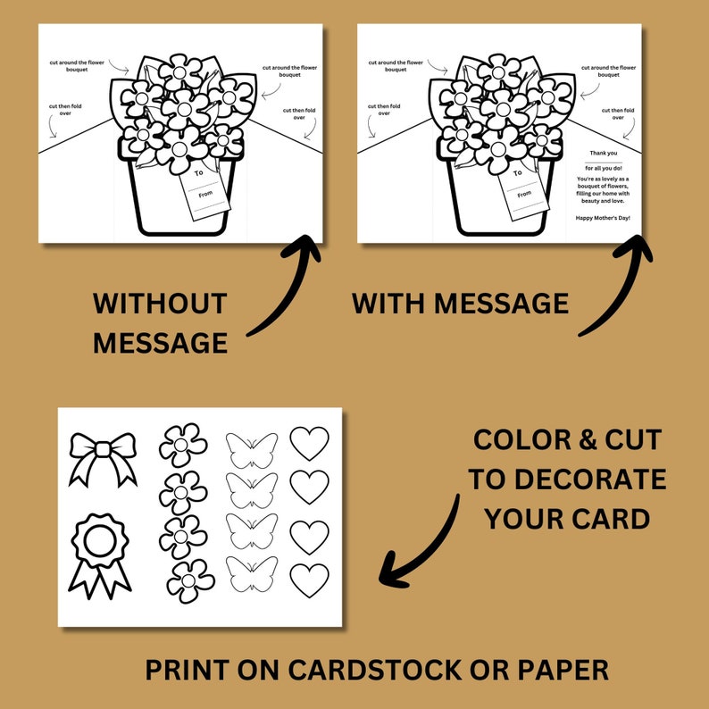 Printable Mother's Day Coloring Card: DIY Flower Craft (PDF) - Etsy UK