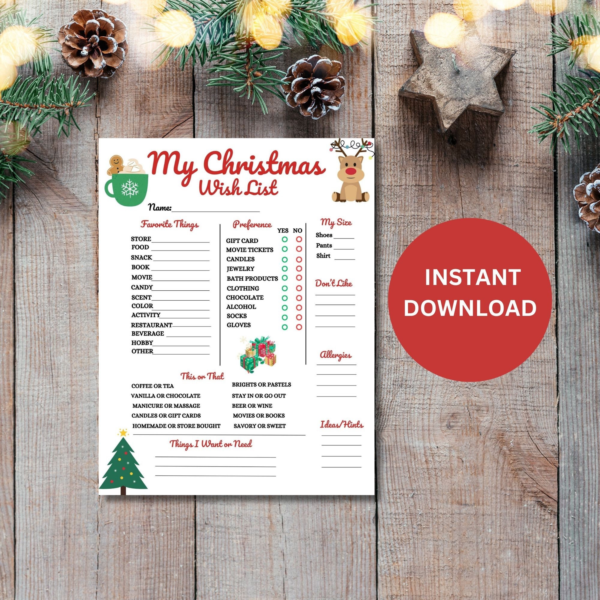 My Christmas Wish List, Adult Christmas Wish List, Secret Santa Wish ...