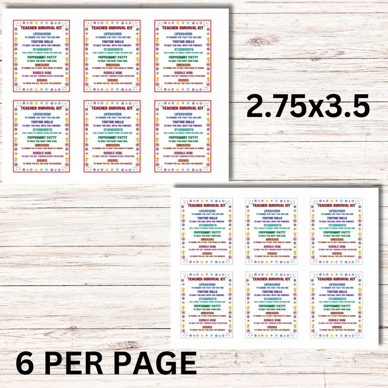 Teacher Appreciation Gift Tags, Teacher Survival Kit Gift Tags, Teacher ...