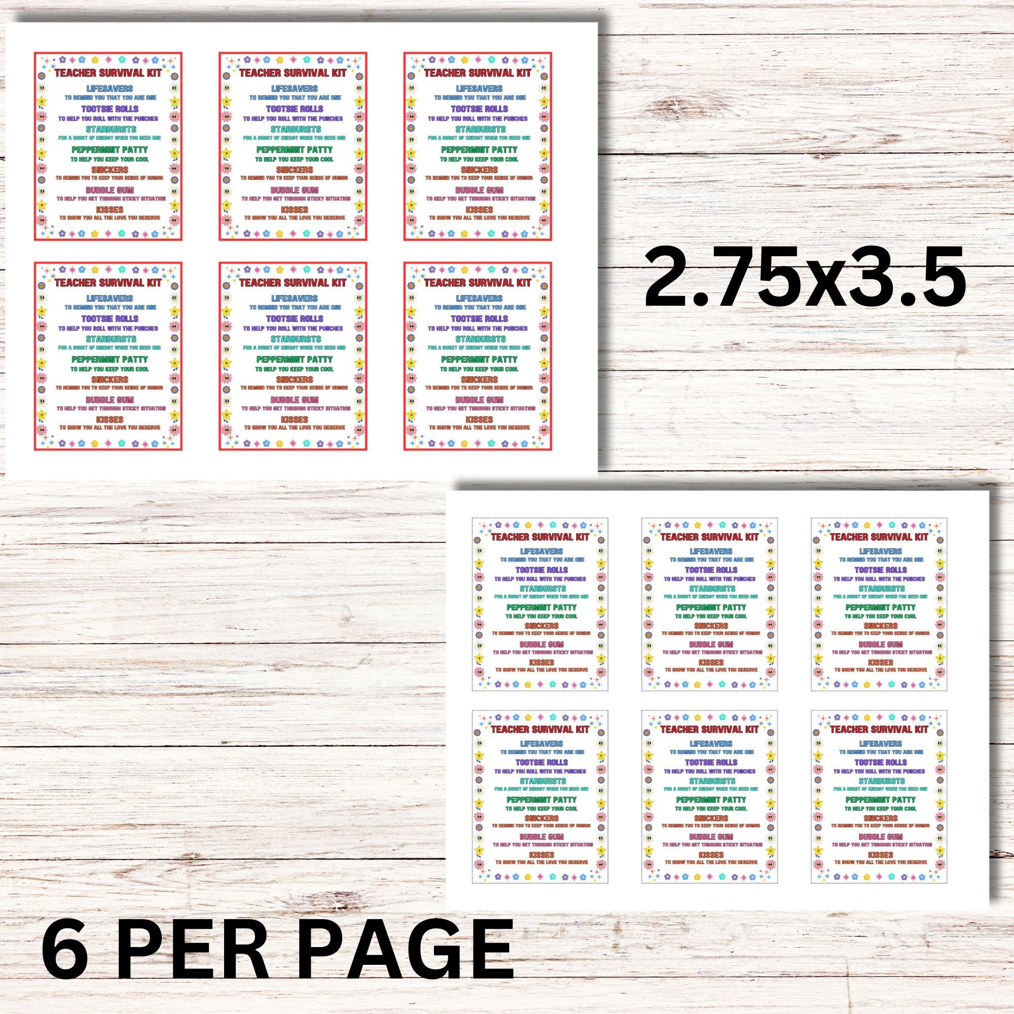 Teacher Appreciation Gift Tags, Teacher Survival Kit Gift Tags, Teacher ...