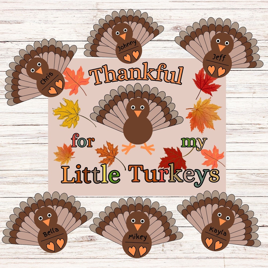 Thankful Turkey Bulletin Board Printable Thanksgiving Craft, Build a ...