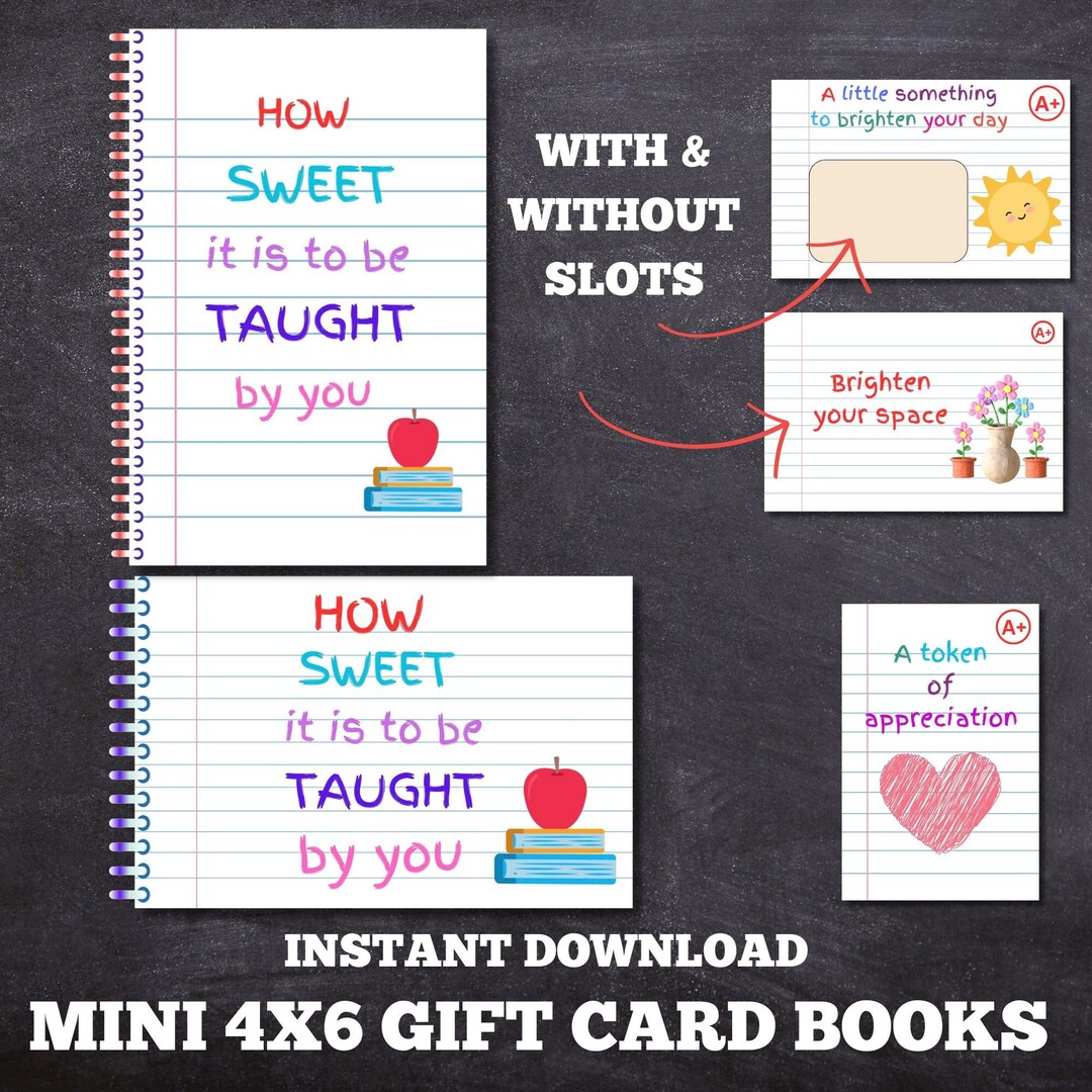 Gift Card Book Mini Teacher Appreciation Day Card, Teacher Appreciation ...
