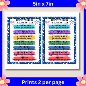 World Teachers Day Gift Tag: Printable Survival Kit (PDF) - Etsy