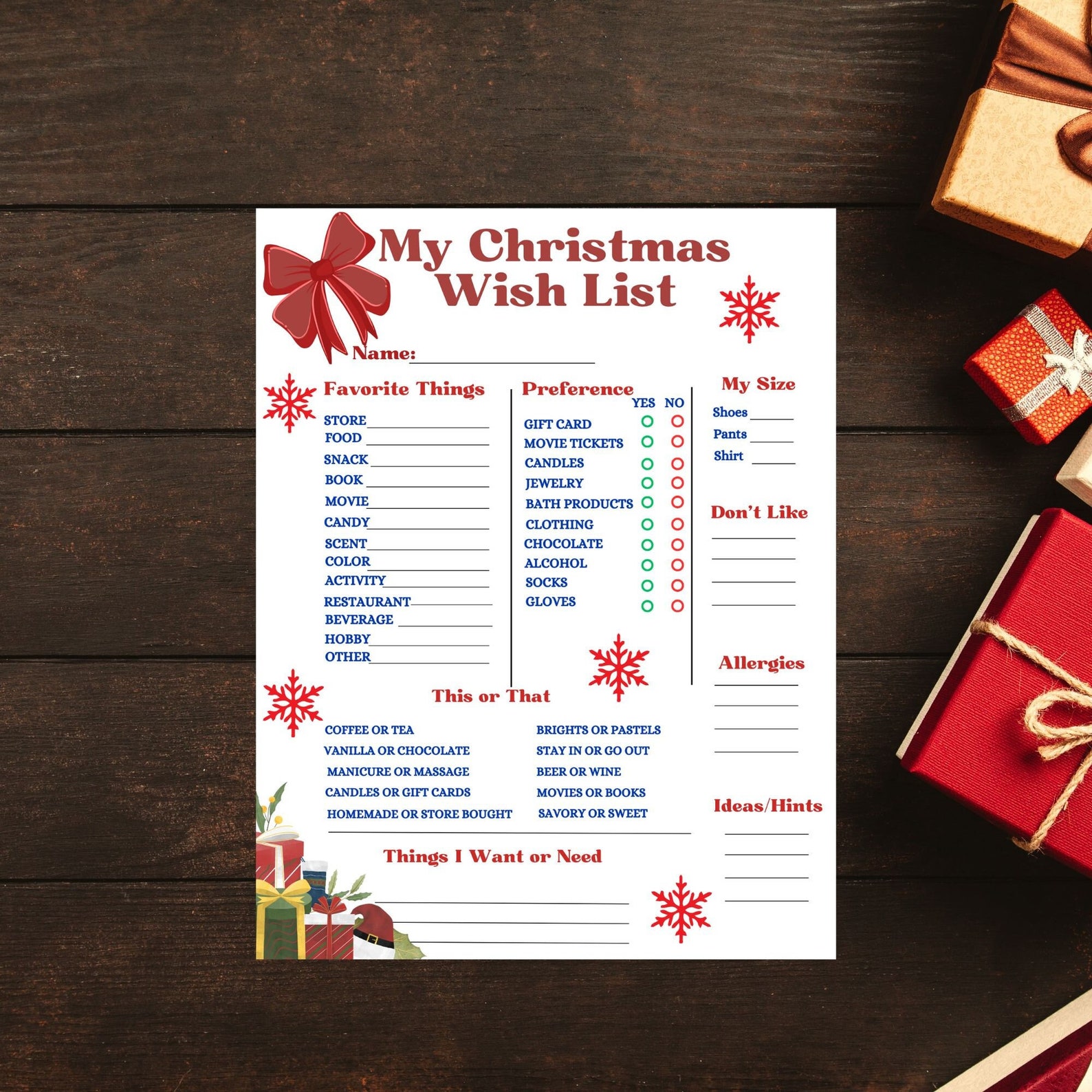 My Christmas Wish List, Adult Christmas Wish List, Secret Santa Wish ...