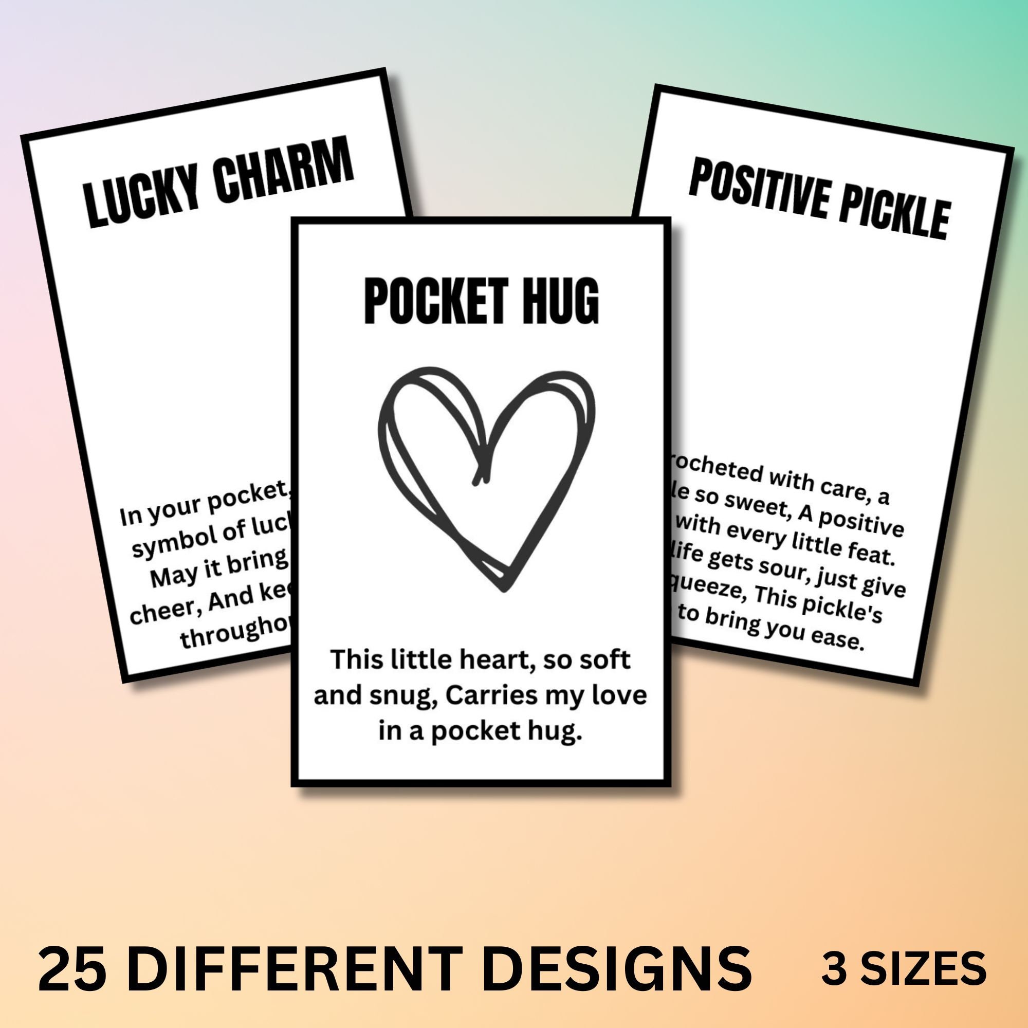 Pocket Hug Printable, Emotional Support Pickle, Positive Pickle, Lucky ...