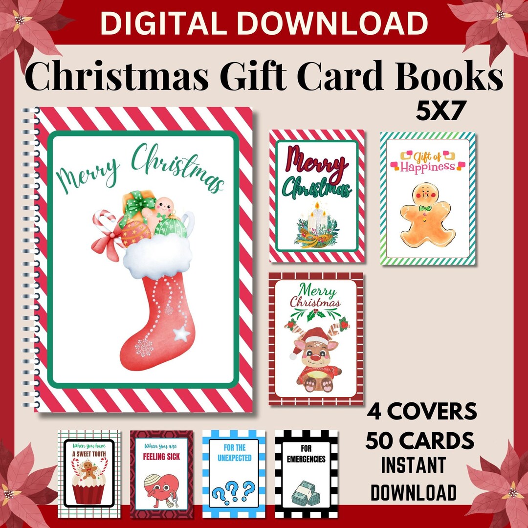 Christmas Gift Card Book, Printable Christmas Gift for Kids, Christmas ...