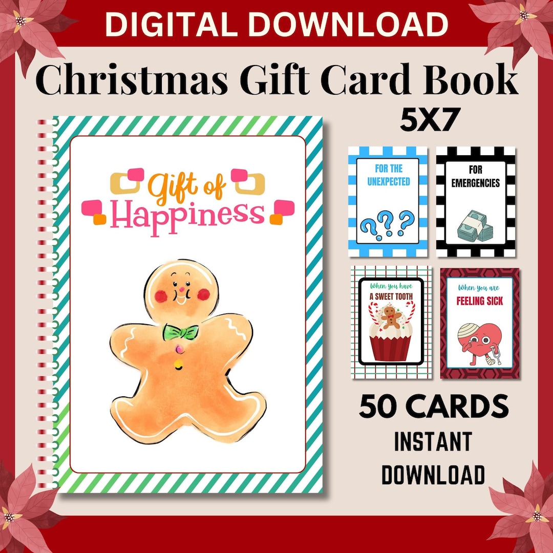 Christmas Gift Card Book Printable, Christmas Gift for Kids, Christmas ...