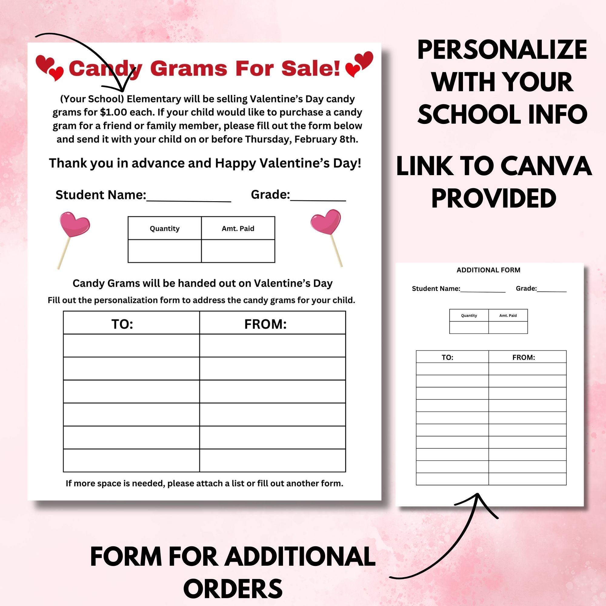 Editable Valentines Day Candy Gram Printable, Lollipop Candy Gram for ...