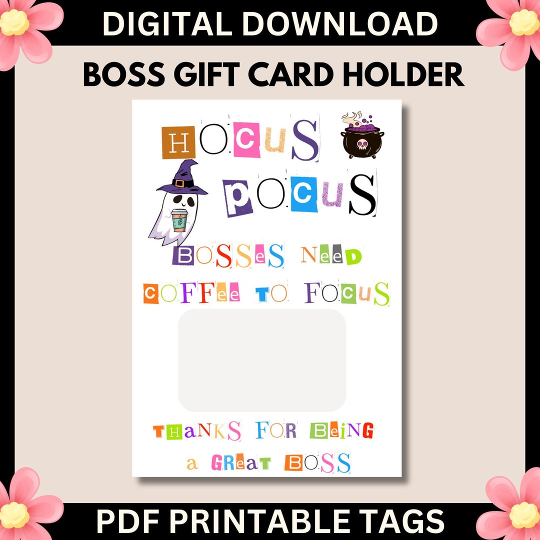 Boss Day Gift Card Holder: Hocus Pocus Coffee Theme (PDF) - Etsy