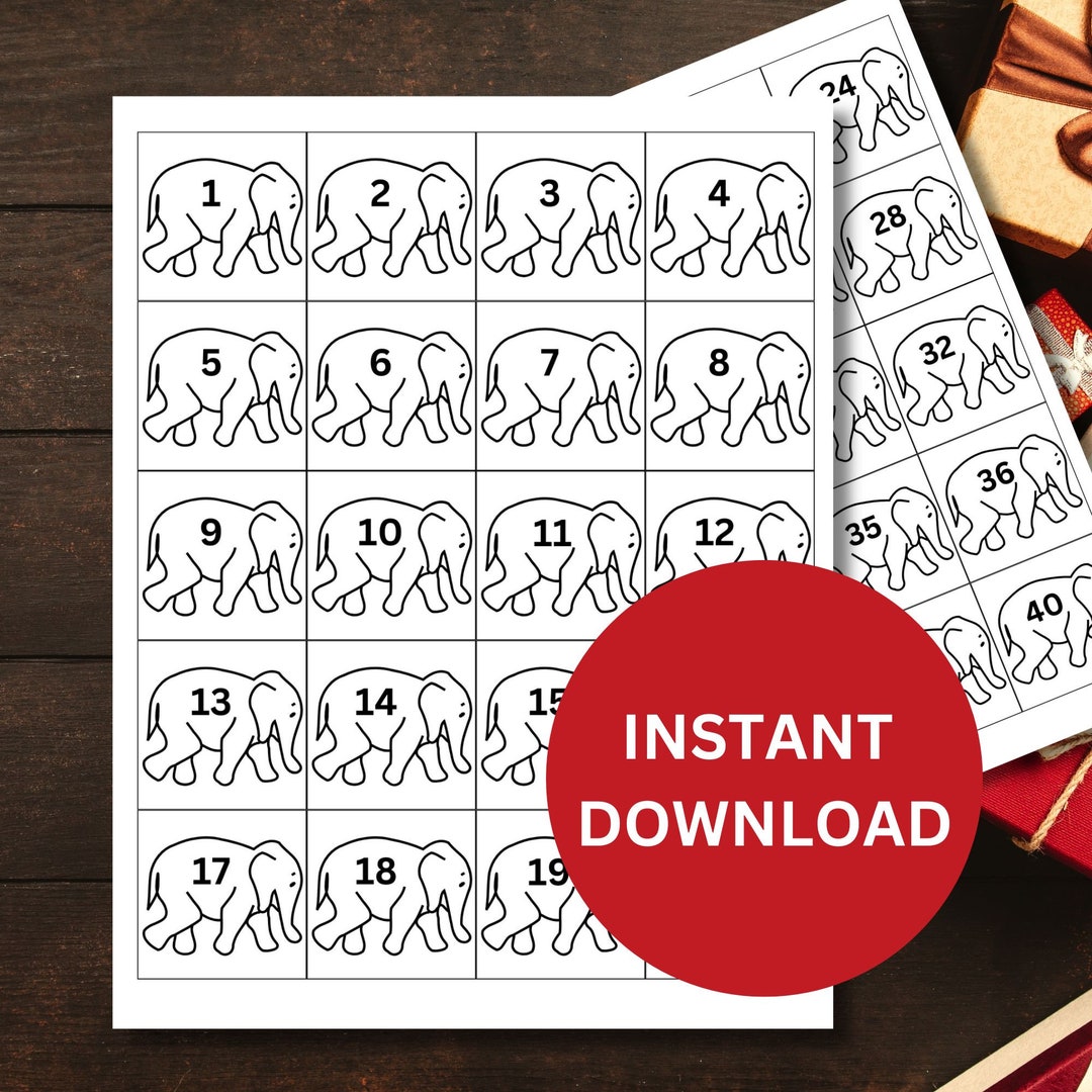White Elephant Gift Exchange Number Cards Printable Instant Digital ...