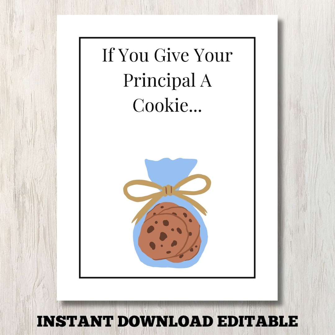 If You Give Your Principal A Cookie Gift Book Printable, Professional ...