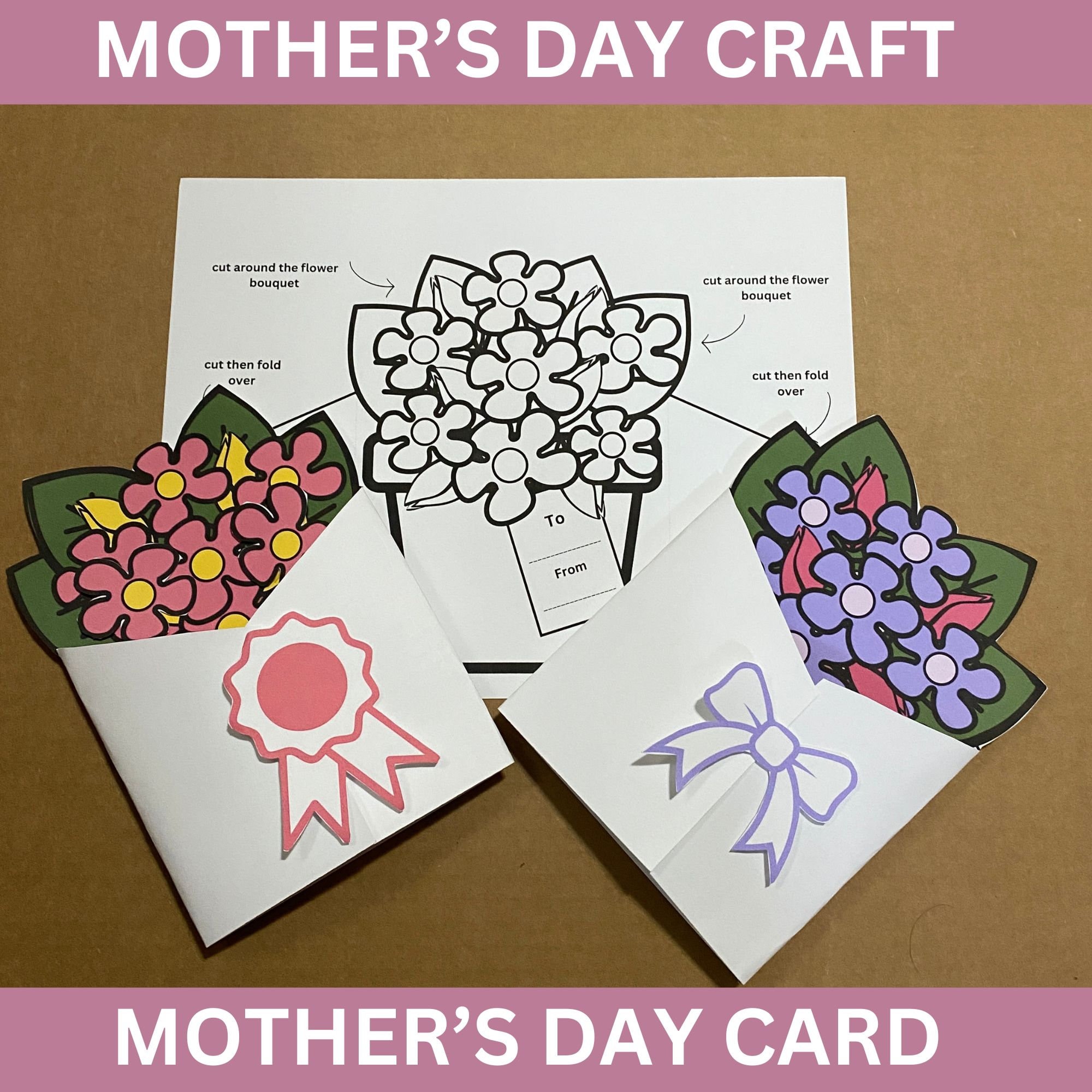 Printable Mother's Day Coloring Card Craft, DIY Card, Instant Download ...