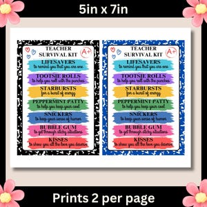 Teacher Survival Kit Tag Editable, Back to School Teacher Gift, Teacher ...