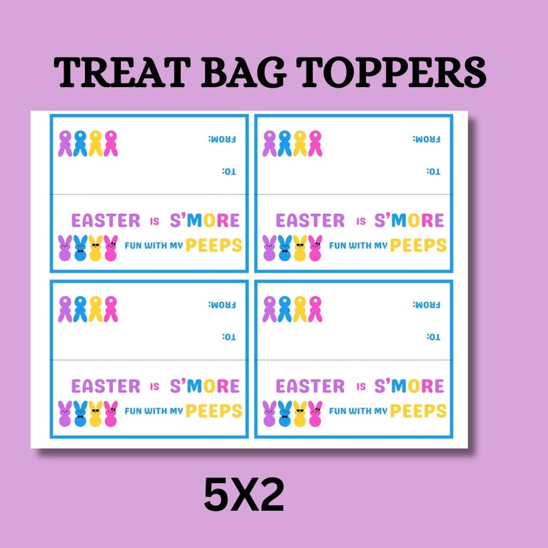 Peeps S'mores Easter Bag Topper: Printable Favor Tag (PDF) - Etsy