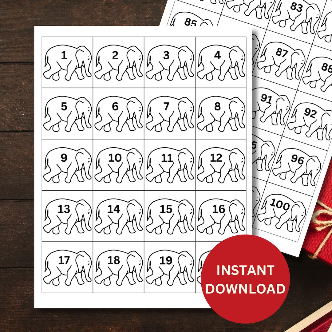 White Elephant Gift Exchange Number Cards Printable Instant Digital ...