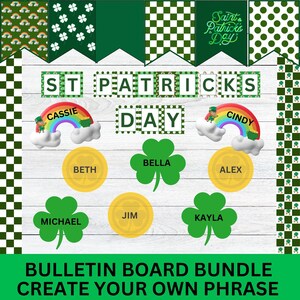 St Patricks Day Bulletin Board Kit Printable Editable, St Patricks Day ...