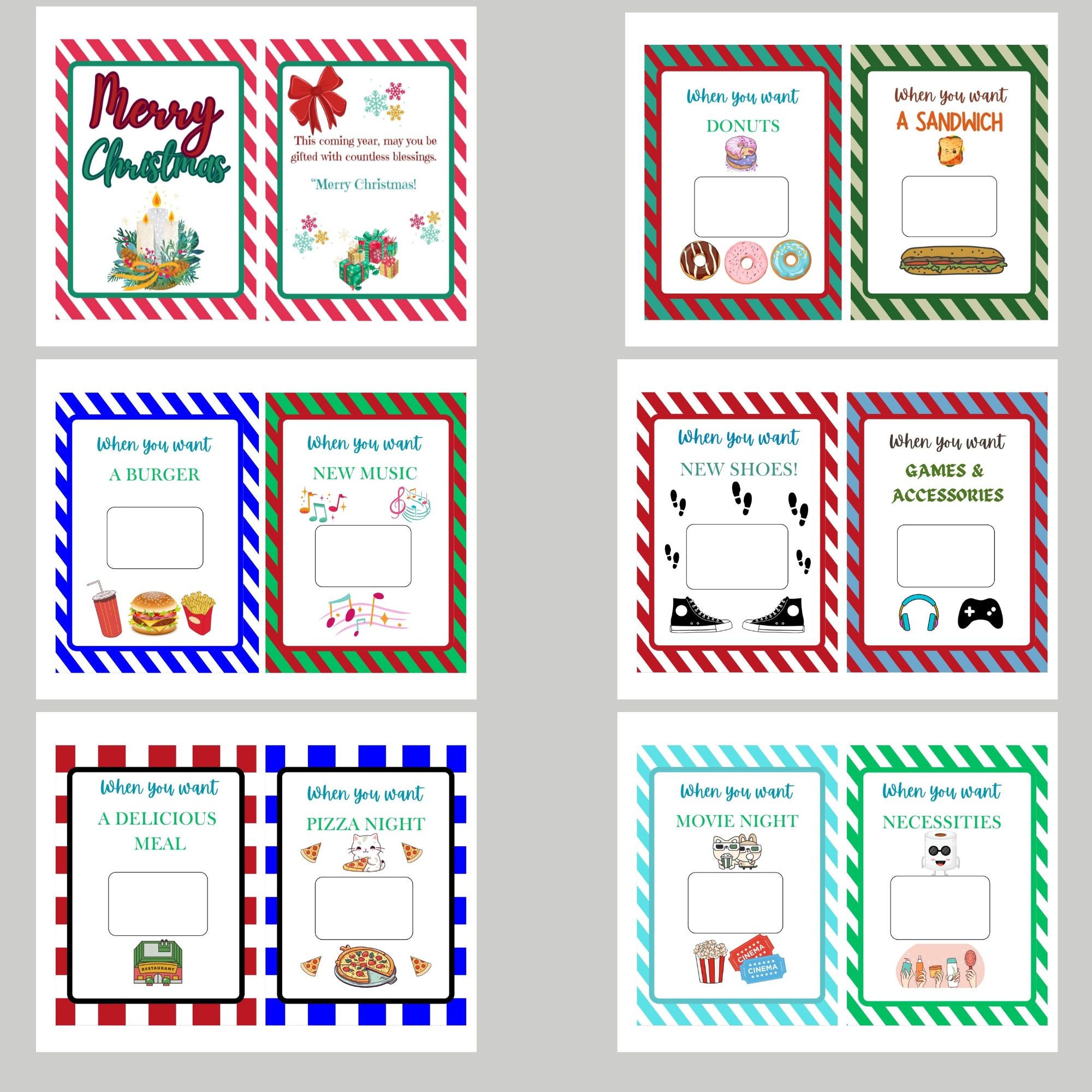 Christmas Gift Card Book, Printable Christmas Gift for Kids, Christmas ...