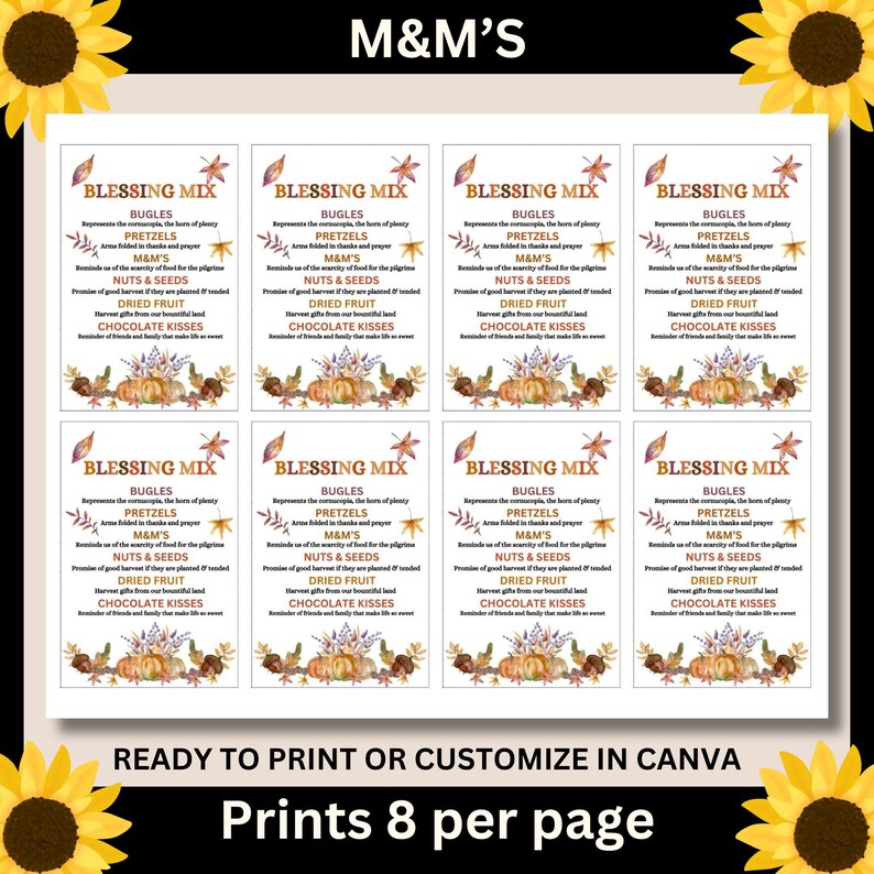 Blessing Mix Tags: Thanksgiving & Christmas Treat Cards (editable Canva ...