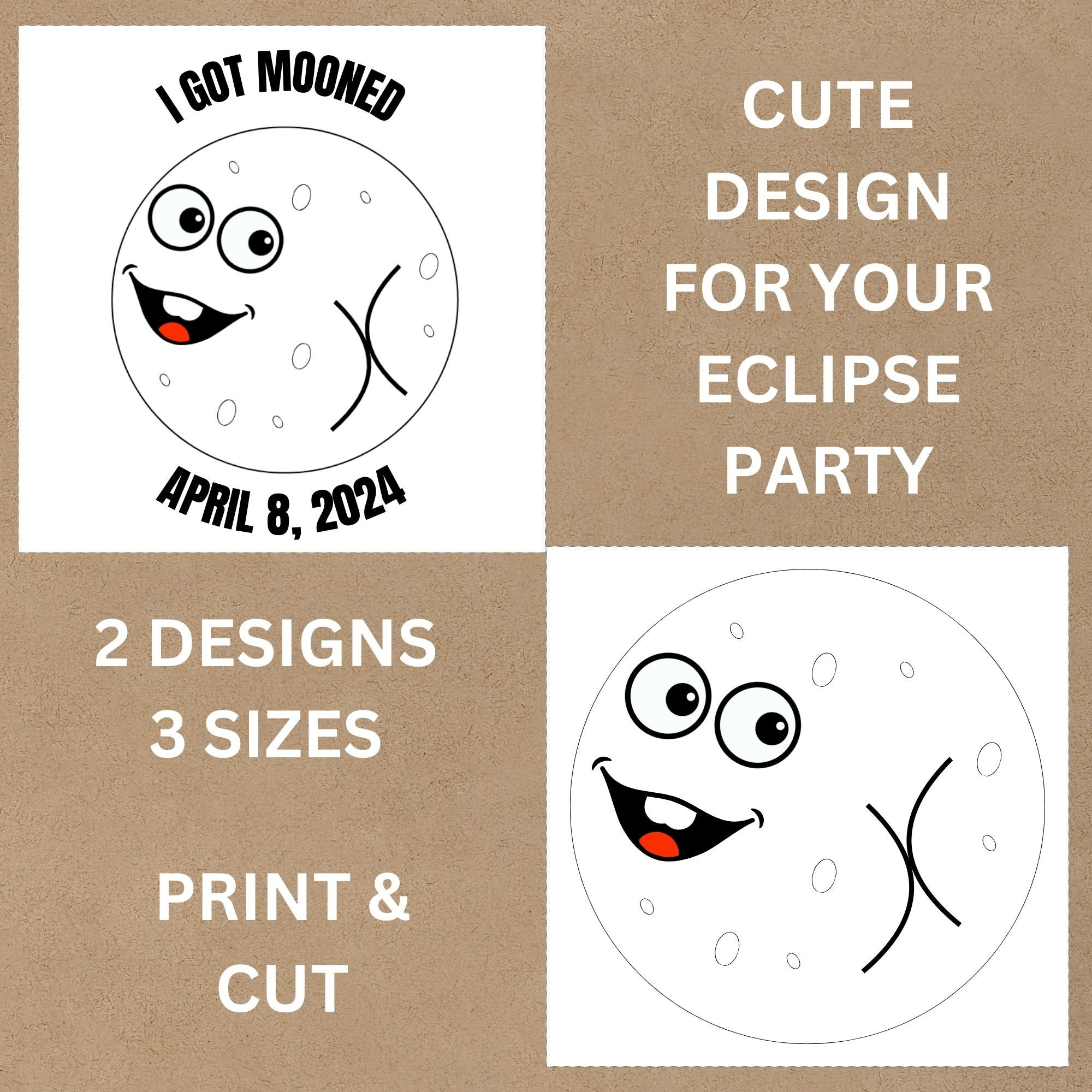 Solar Eclipse 2024 Printable Party Supplies Gift Tags, Total Lunar ...