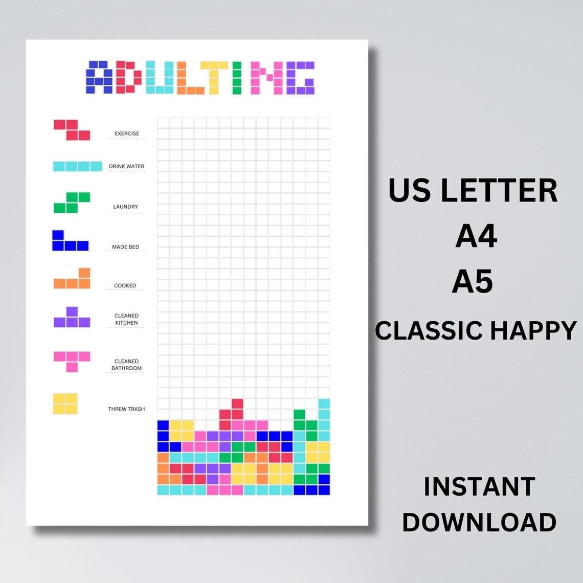 Adulting Tracker, Adulting Habit Tracker, Adult Task Tracker, Adulting ...