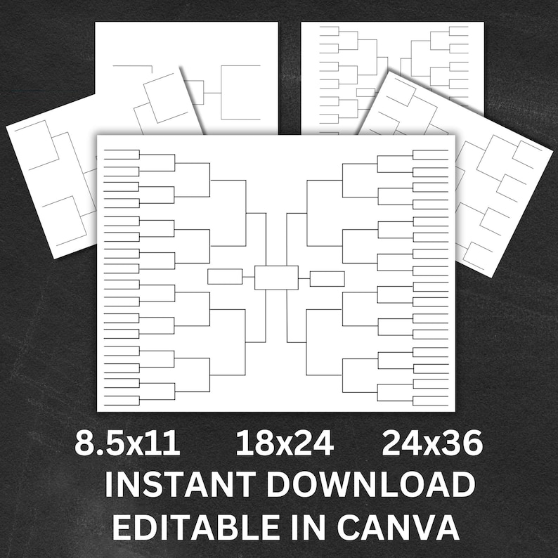 Tournament Bracket Template Bundle Editable, Sports Bracket Printable ...