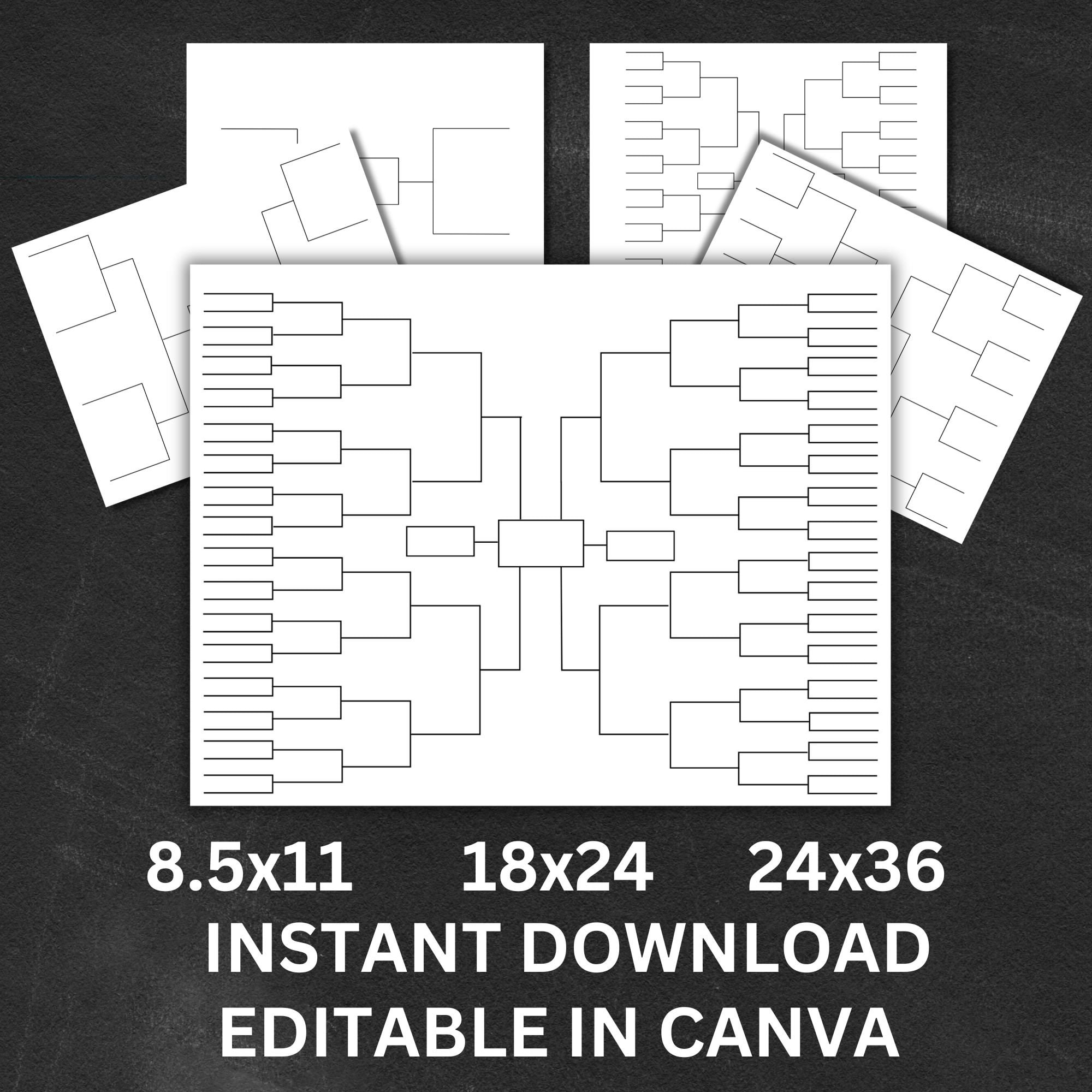 Tournament Bracket Template Bundle Editable, Sports Bracket Printable ...