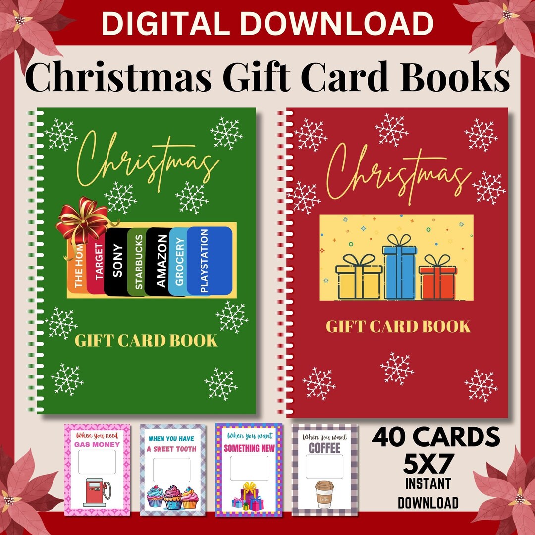 Christmas Gift Card Book, Printable Christmas Gift for Kids, Christmas ...