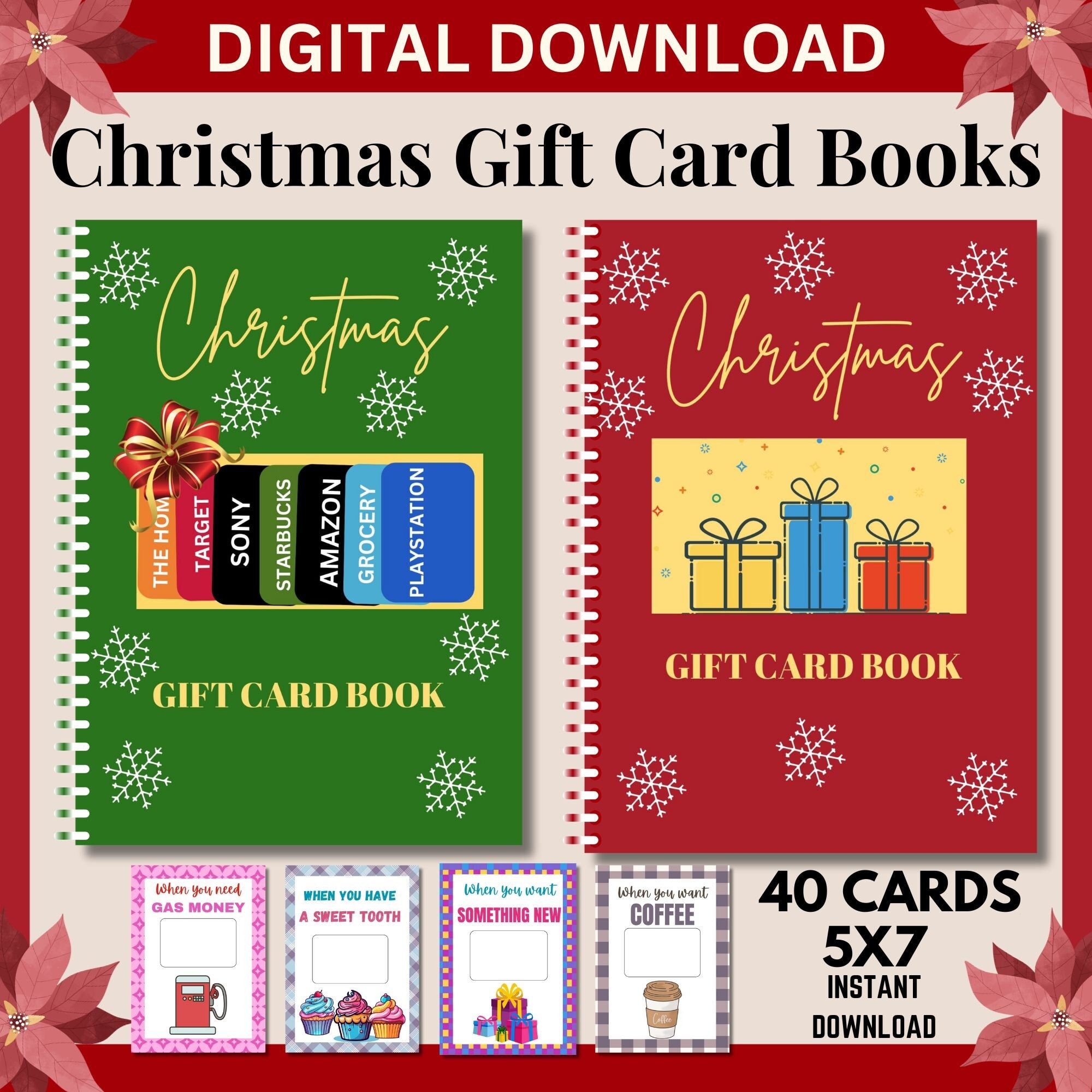 Christmas Gift Card Book, Printable Christmas Gift for Kids, Christmas ...