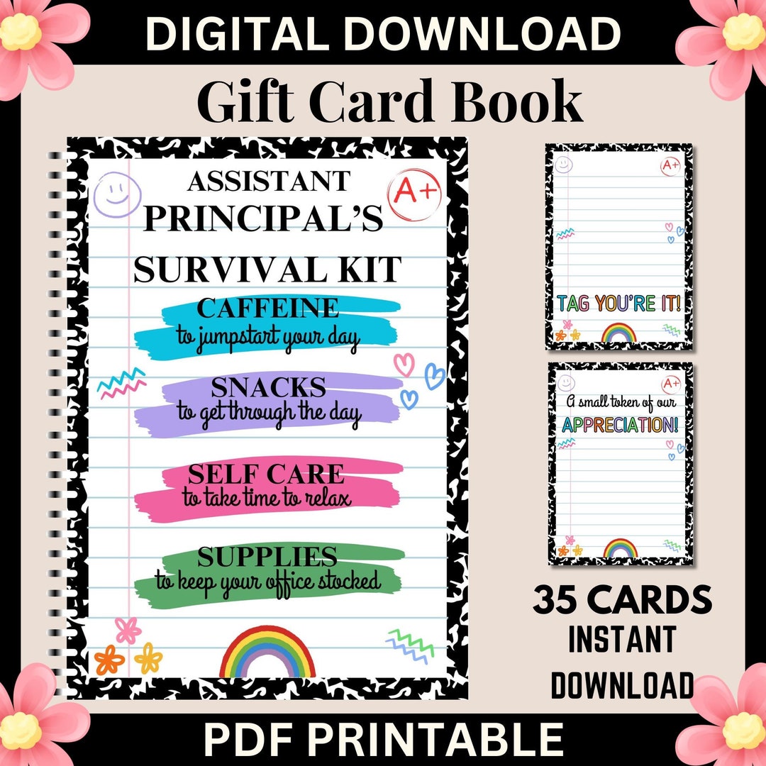 Printable Gift Card Book, Principal Survival Kit, Appreciation Gift ...