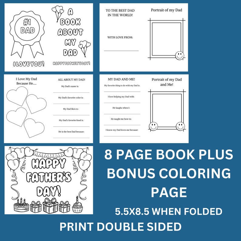 All About My Dad Printable, Fathers Day Coloring Card Printable, DIY ...