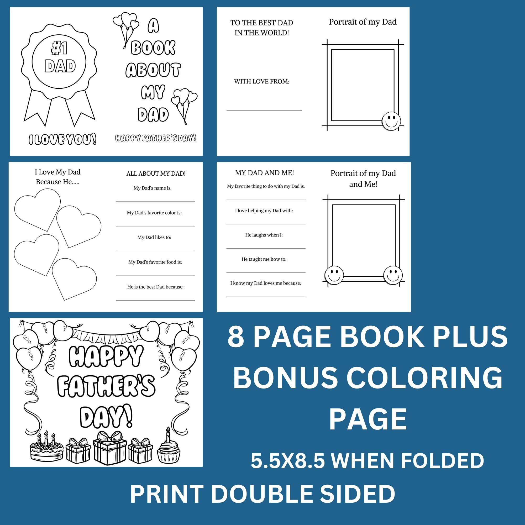 All About My Dad Printable, Fathers Day Coloring Card Printable, DIY ...