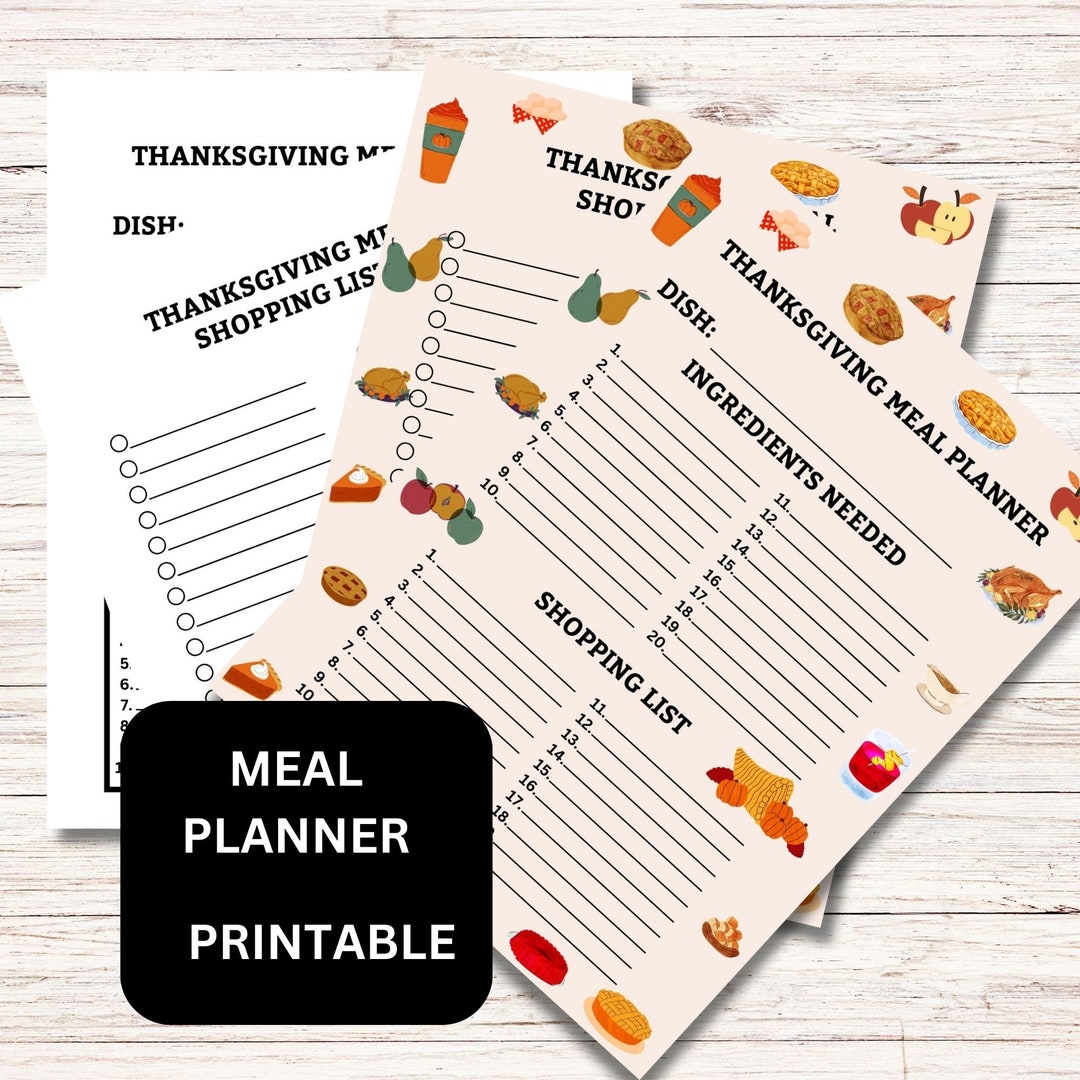 Thanksgiving Planner Printable, Holiday Planning, Thanksgiving Shopping ...