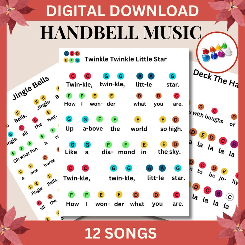 Handbell Sheet Music Instant Digital Download, Printable Hand Bell ...