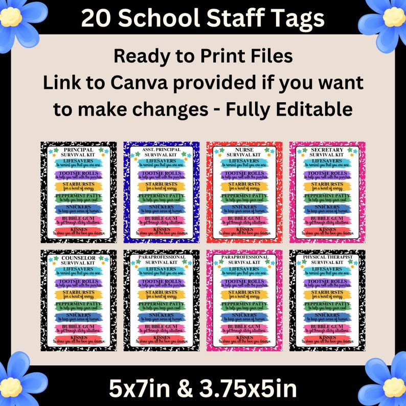 School Staff Survival Kit Gift Tag | Printable Back to School Candy ...
