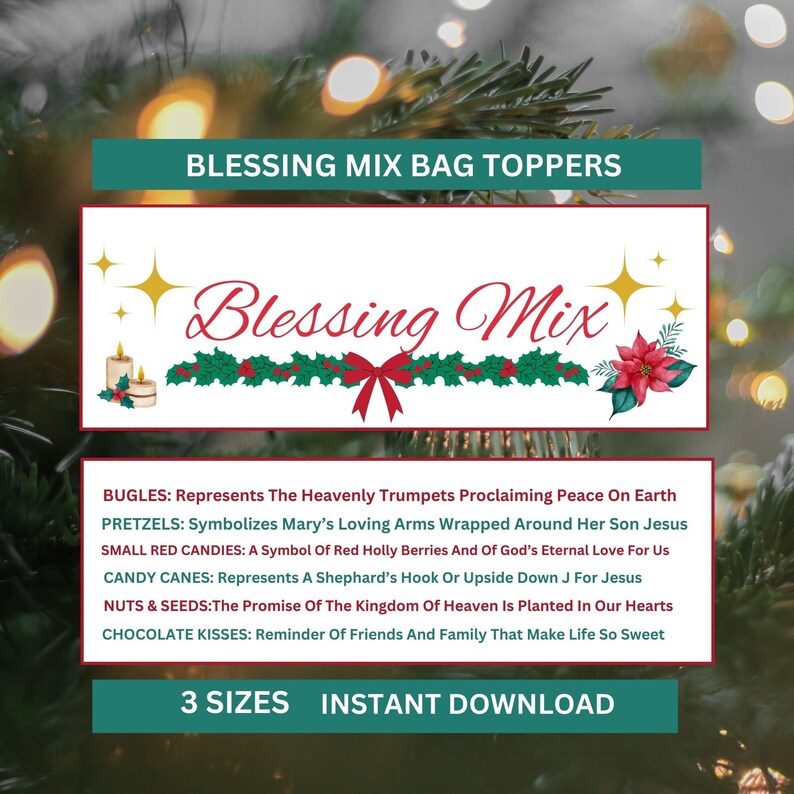 Blessing Mix Bag Topper, Blessing Mix Favor Tag, Christmas Treat Bag ...