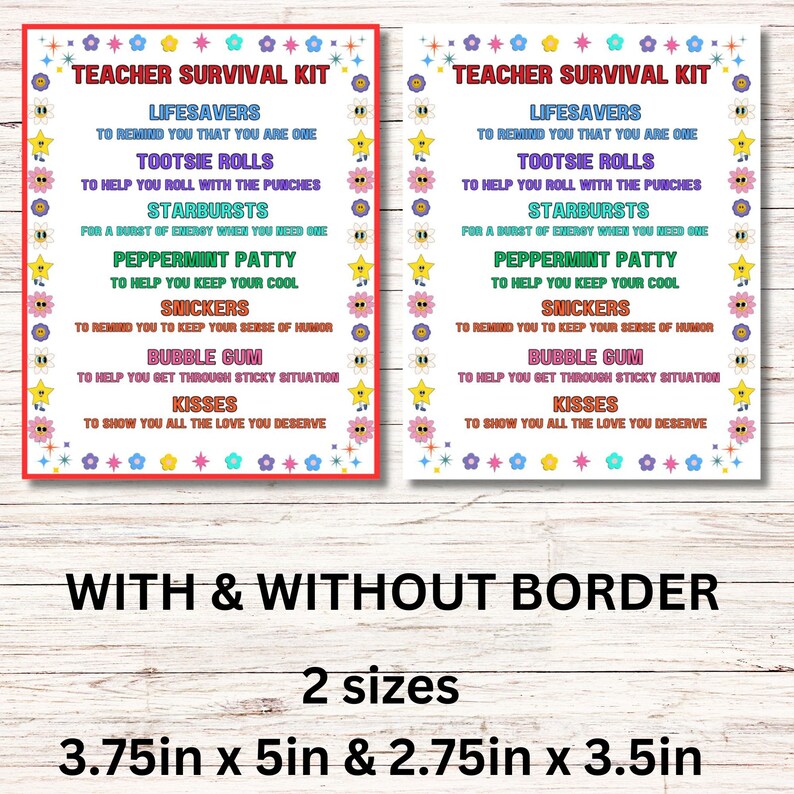 Teacher Appreciation Gift Tags, Teacher Survival Kit Gift Tags, Teacher ...