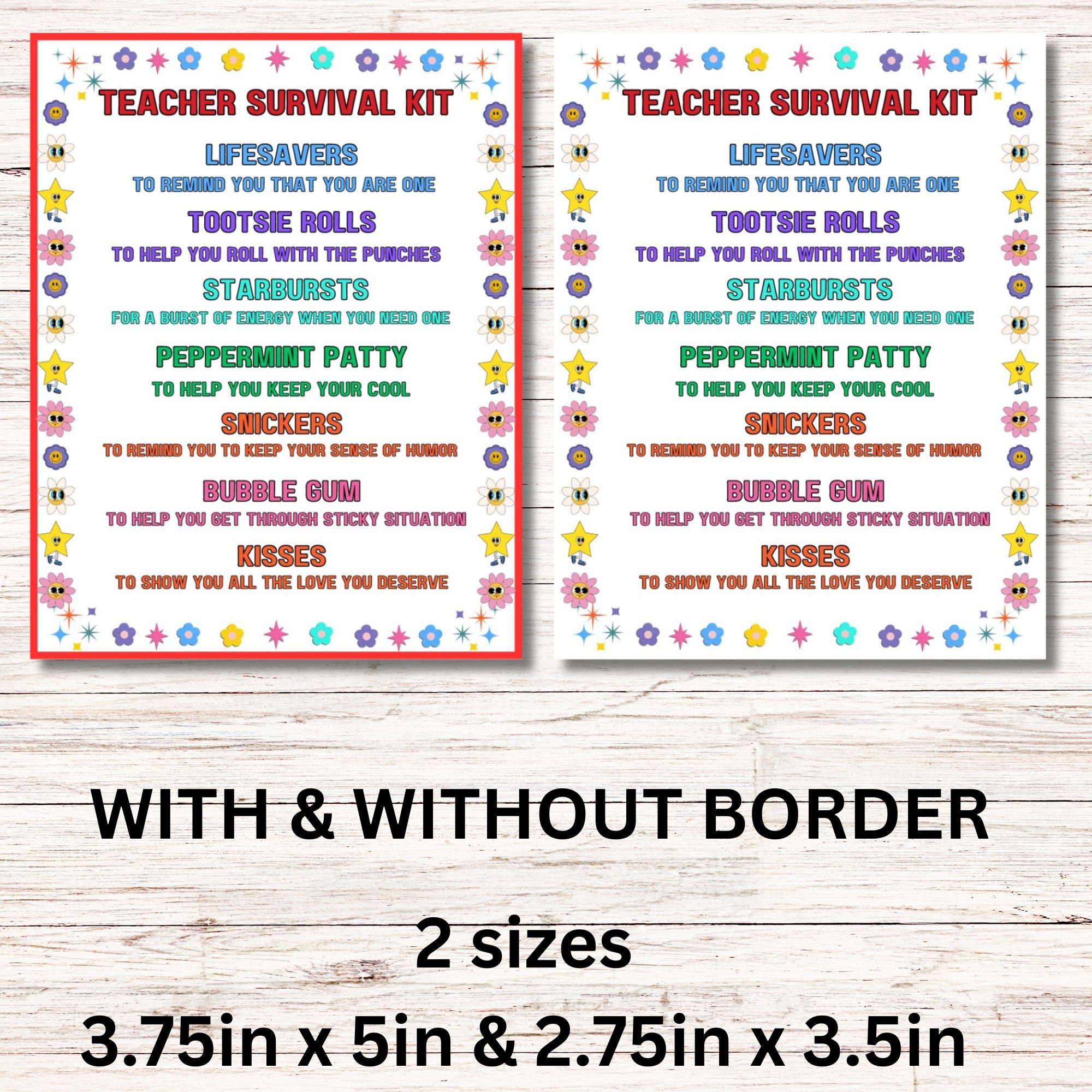 Teacher Appreciation Gift Tags, Teacher Survival Kit Gift Tags, Teacher ...