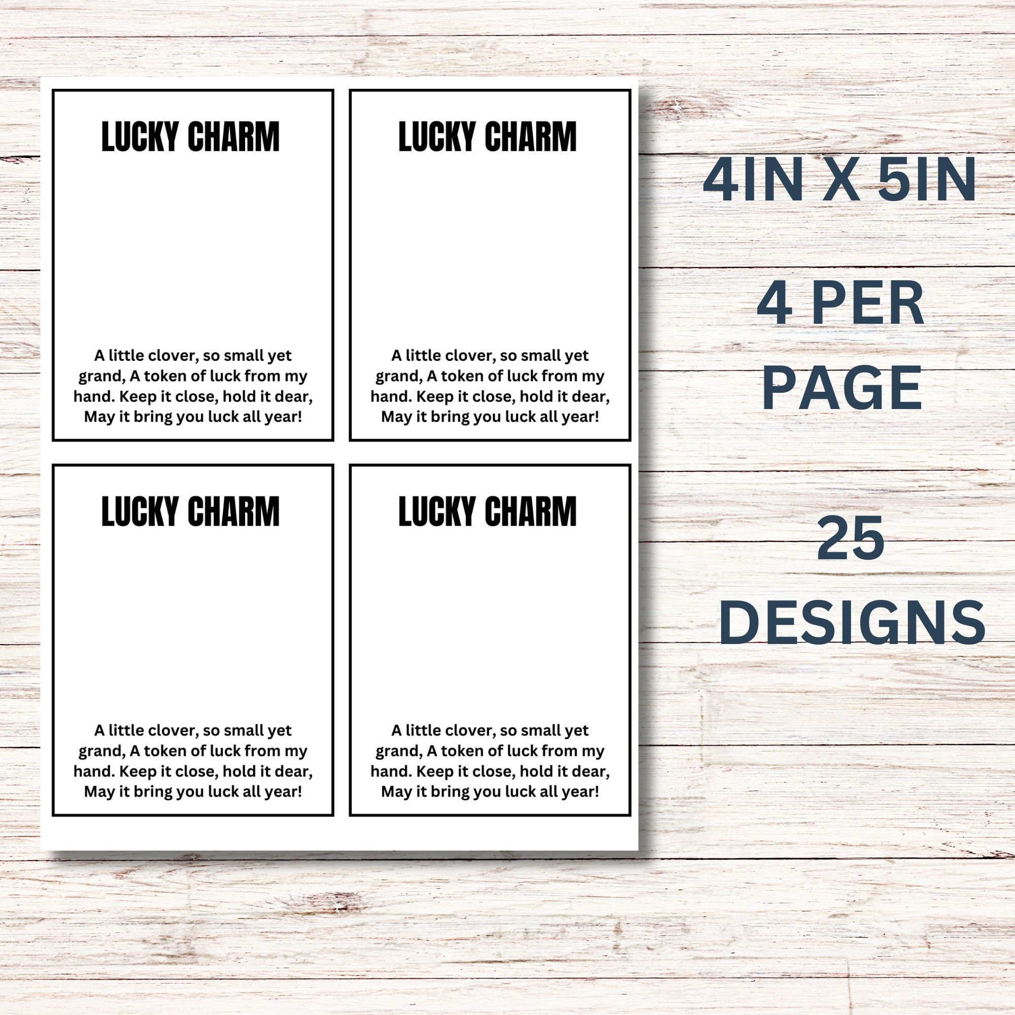 Pocket Hug Printable Lucky Charm Cards, Label for Handmade Pocket Hugs ...